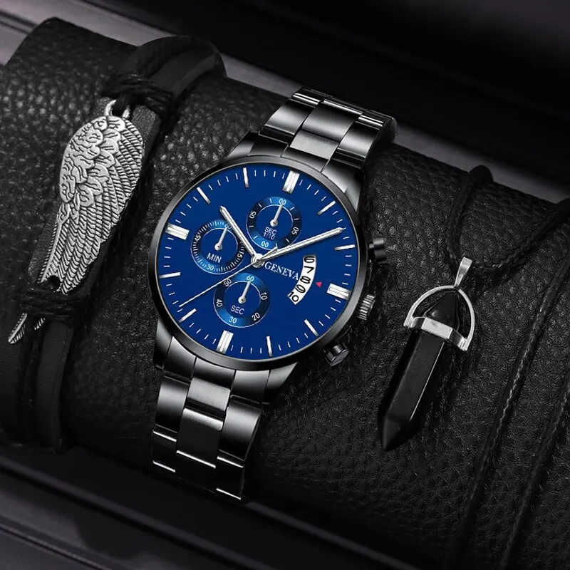 3PCS-Set-Fashion-Mens-Calendar-Watches-Luxury-Men-Business-Black ...