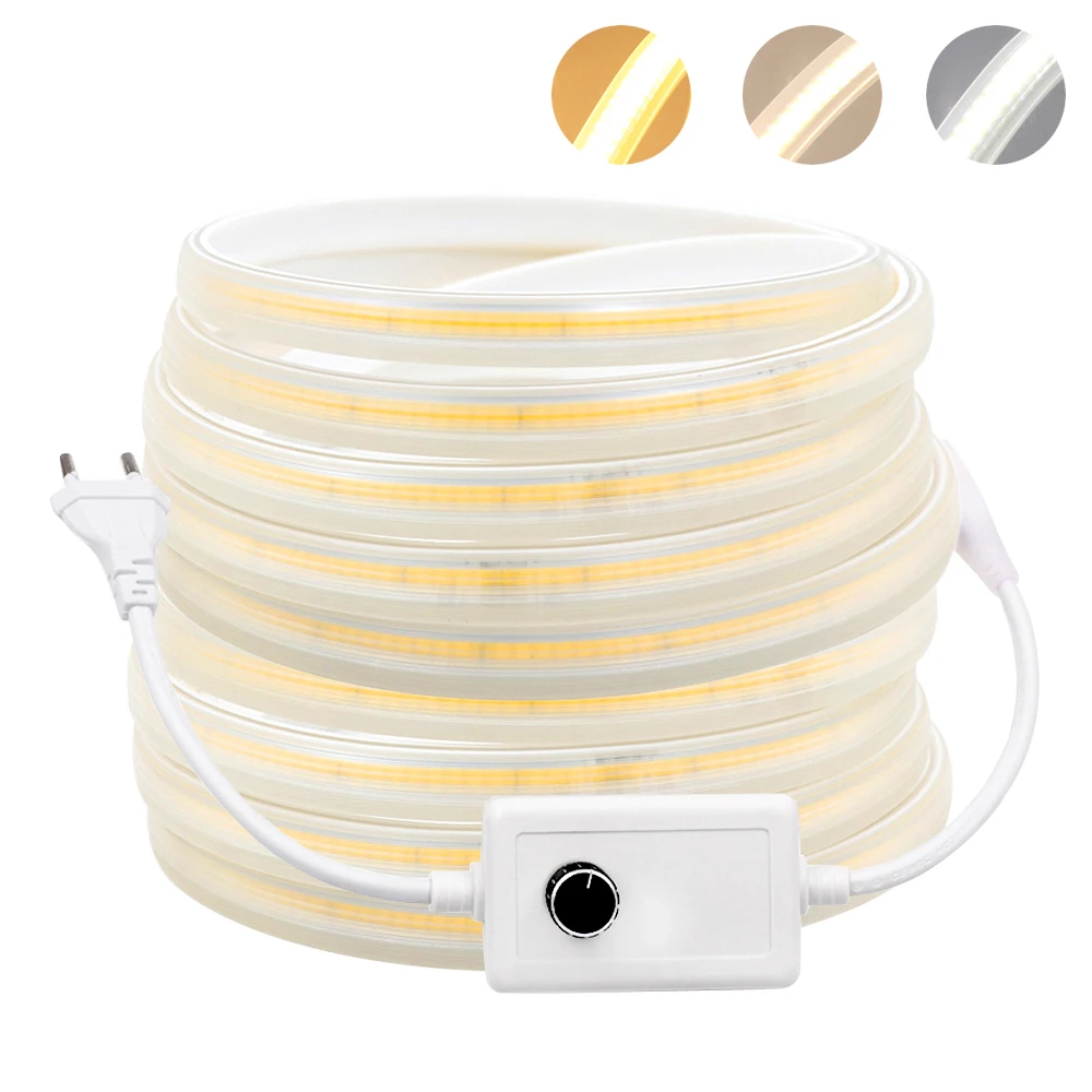 220V-COB-Led-Strip-Light-Dimmable-Linear-Lighting-288LED-m-Adjustable ...