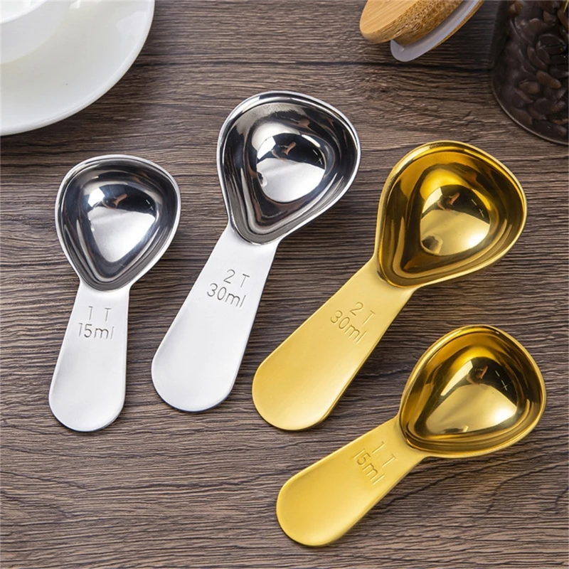 2Pcs-Stainless-Steel-Measuring-Coffee-Scoops-Short-Handle-Tablespoon ...