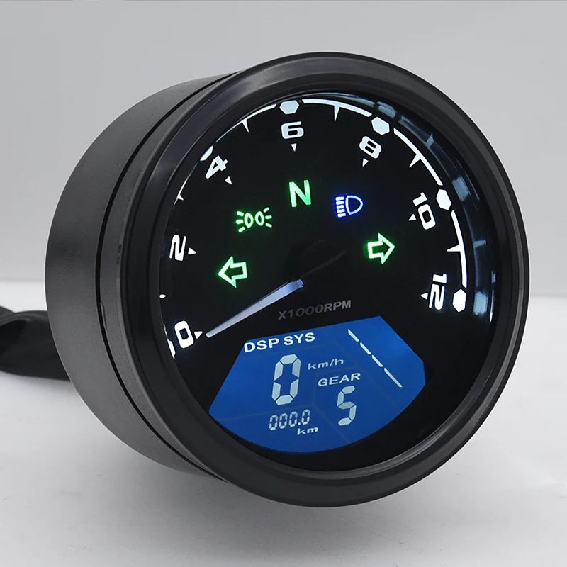 12000RPM Motorcycle Speedometer With Tachometer 1 4 Cylinders LCD ...