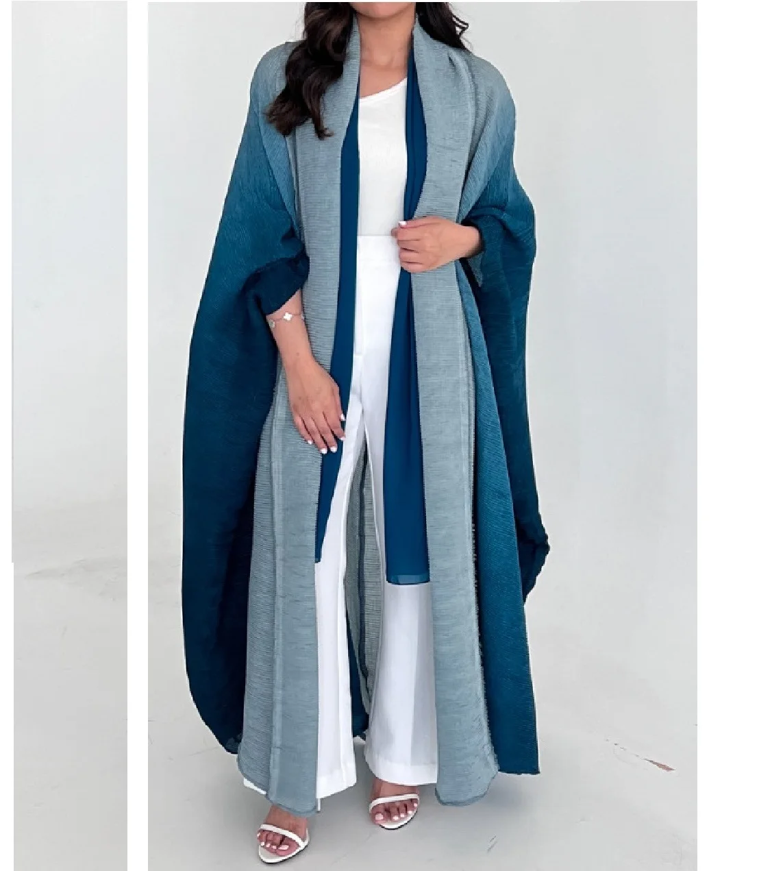 Miyake-2024-Spring-New-Pleated-Gradient-Color-Long-Coat-Elastic ...