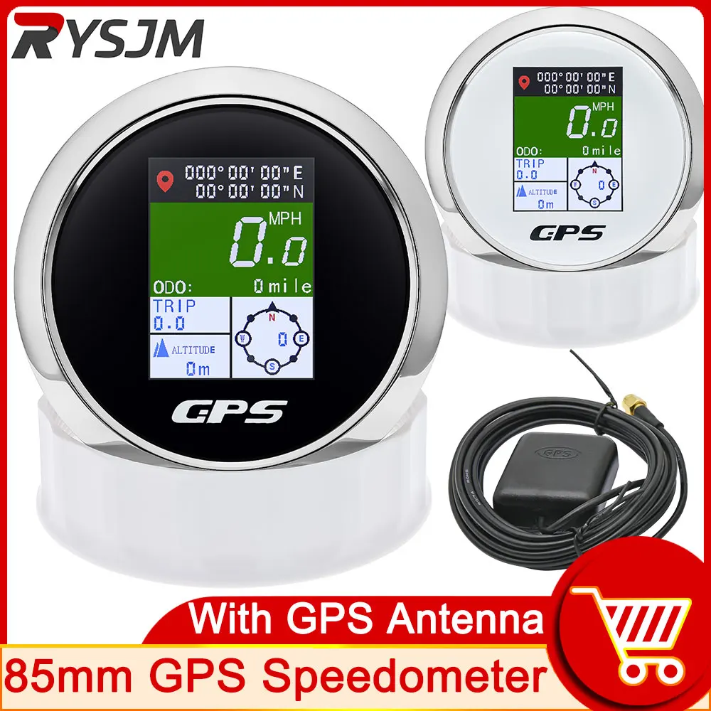 85mm-TFT-Screen-Speed-Gauge-Digital-GPS-Speedometer-with-Antenna-Mph ...