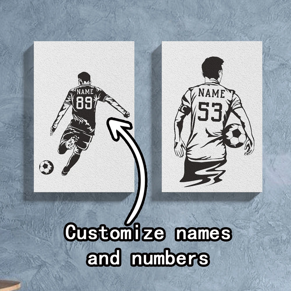 1PC Football Player Customizable Name Print Canvas For Kids Bedroom ...