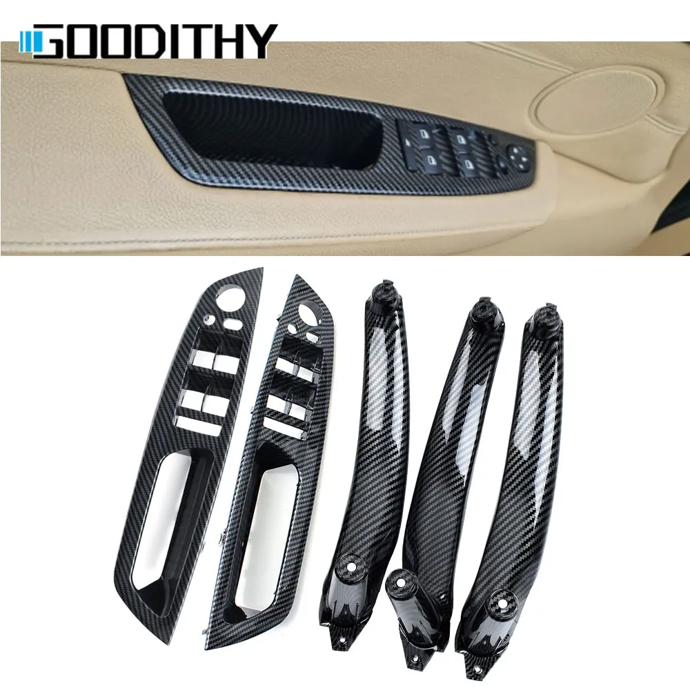 E70-E71-Carbon-Fiber-Window-Lift-Switch-Cover-Set-Door-Inner-Pull ...