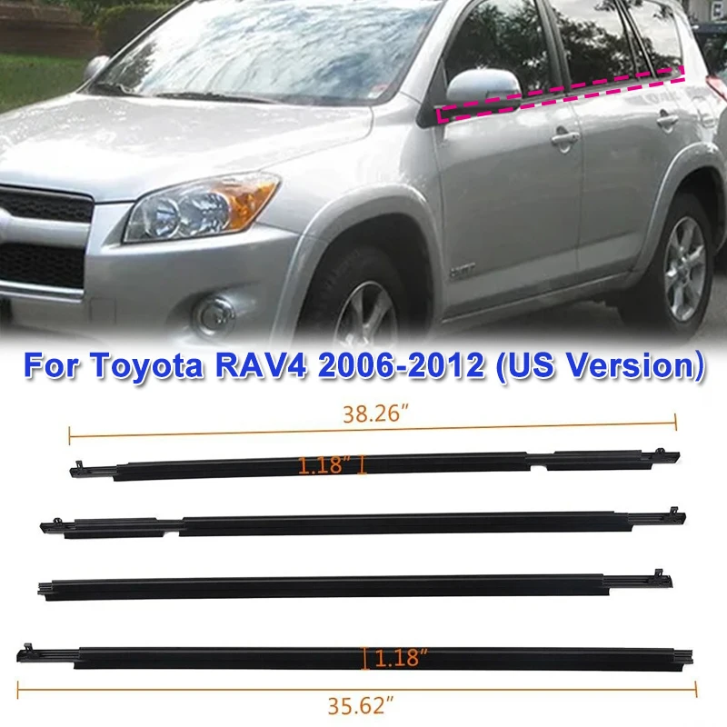 4pcs Car Window Glass Sealed Strip Side Window Wheatherstrip for Toyota ...