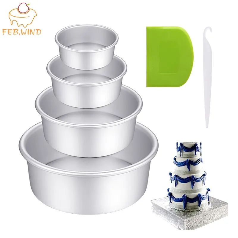 Fixed Loose Bottom Round Cake Mold Aluminum Cake Pan 6 8 9 10 Inch Cake ...