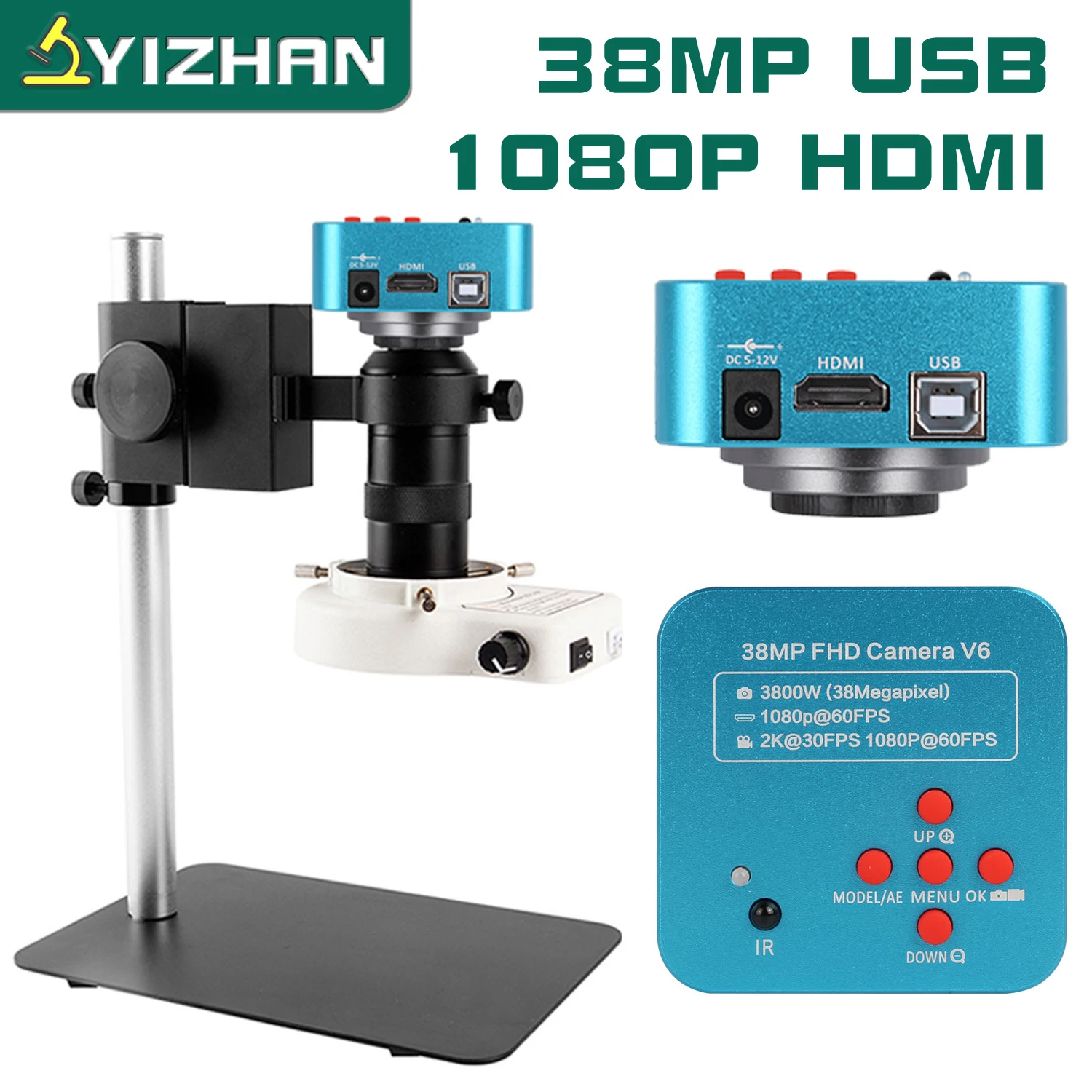 YIZHAN 38MP 디지털 현미경 2K HDMI USB 삼안 현미경 카메라, 전문 확대경, 수리 납땜| | - AliExpress