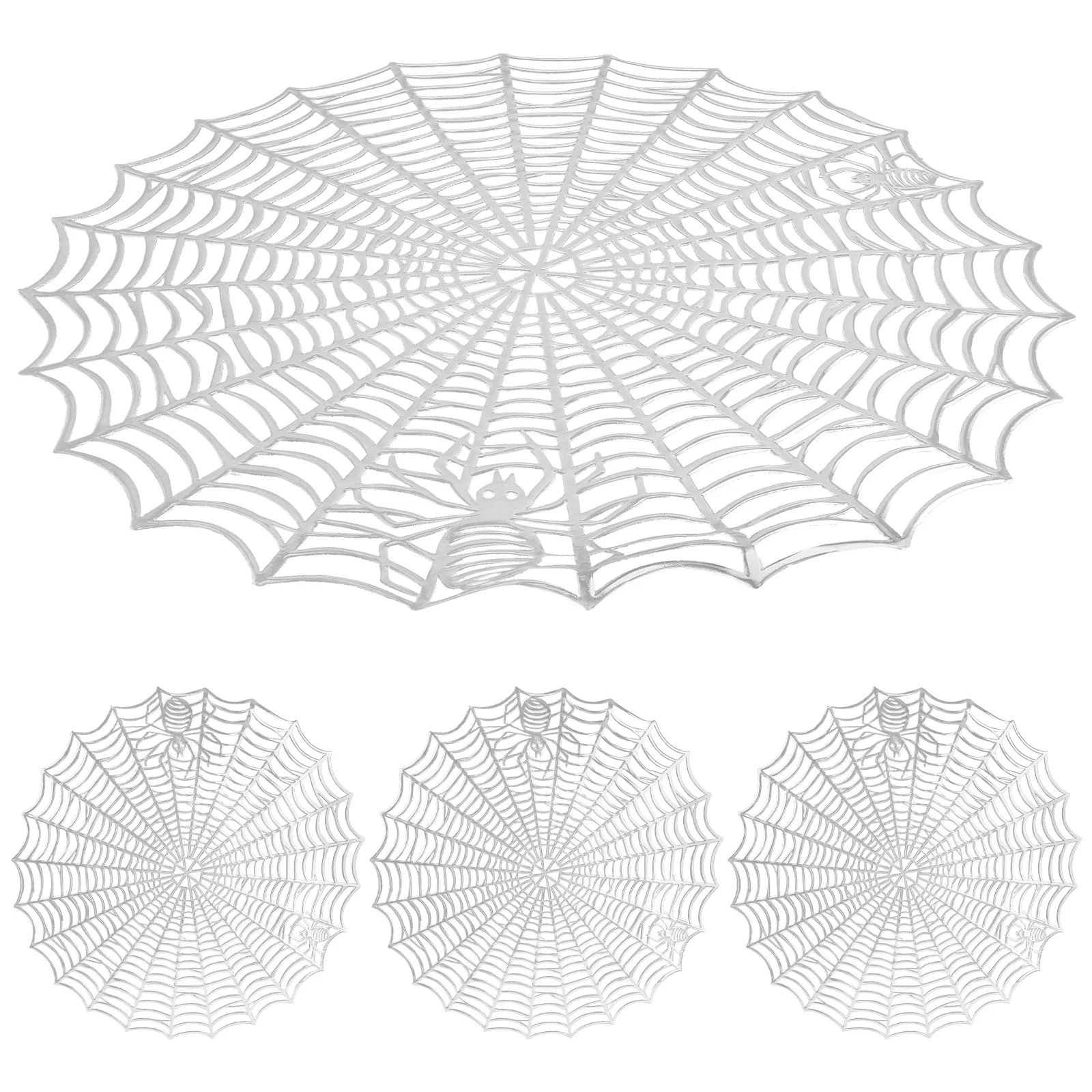 Halloween-Spider-Placemats-Spiders-Web-Placemats-Silver-Cobweb-Placemat ...