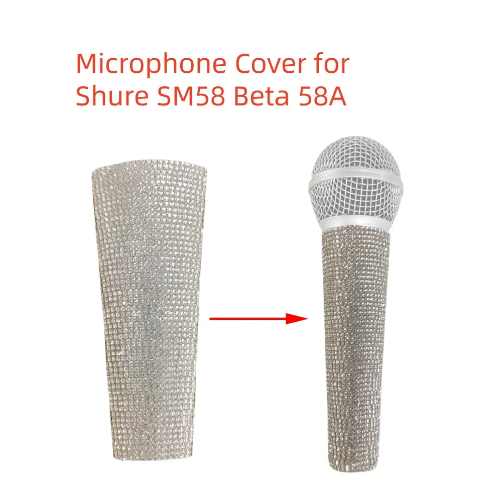 Rhinestones Microphone Cover,Bling Microphone Sleeve Decorative Crystal ...