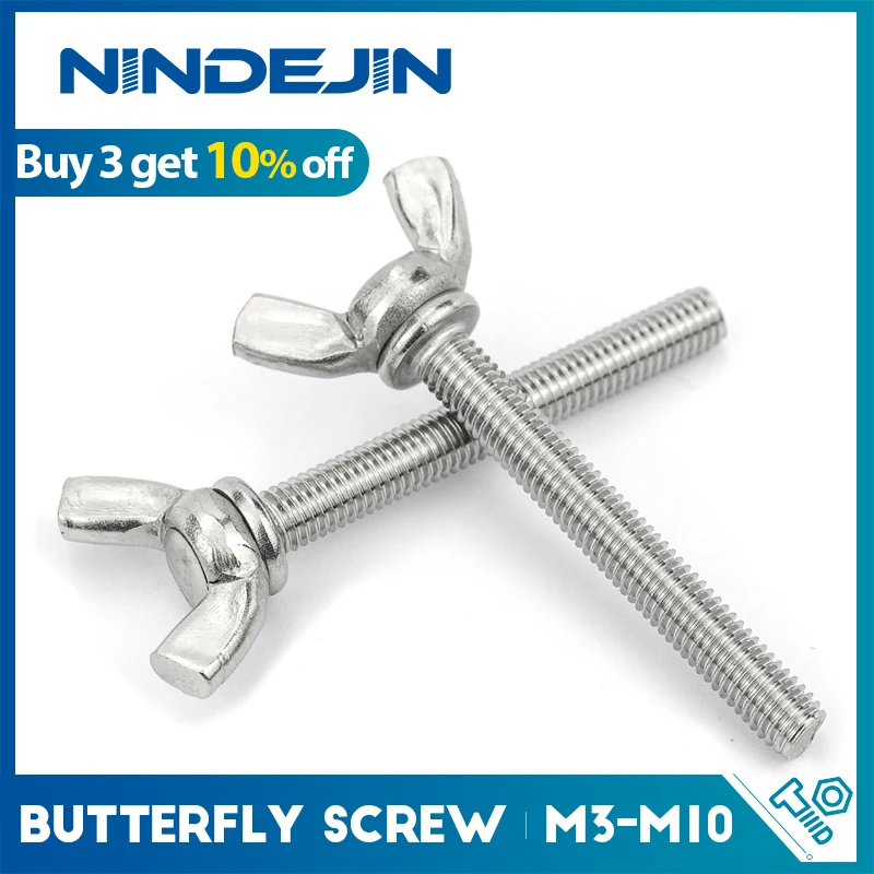 NINDEJIN-1-5pcs-butterfly-screw-stainless-steel-Wing-bolts-M3-M4-M5-M6 ...