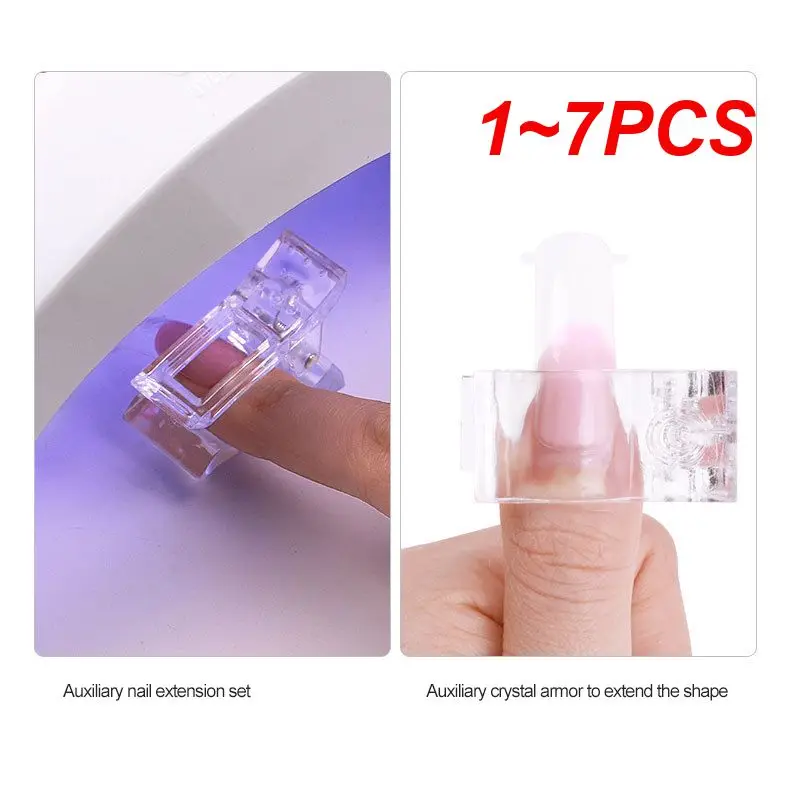 1-7PCS-Transparent-Nail-Art-Clips-Gel-Polish-Fixed-Extension-Fingernail ...