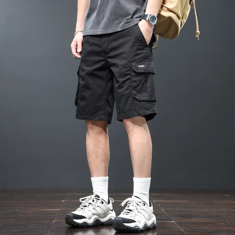 Slim-Fit-Casual-Cargo-Half-Pants-Washed-Cotton-Retro-Summer-American ...