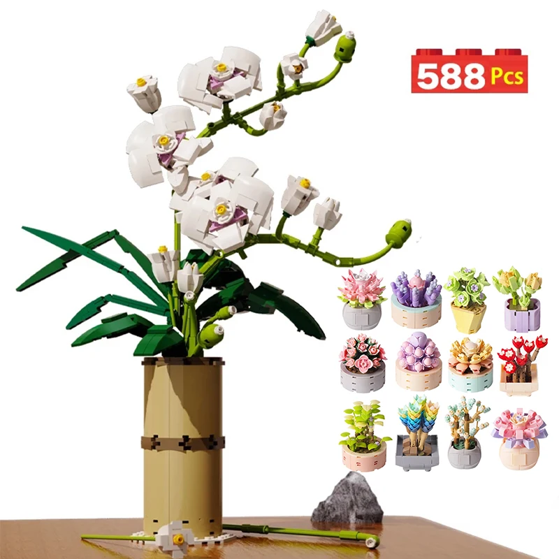 Orchid Flowers Building Blocks | Block Construction Flowers | Blocks ...