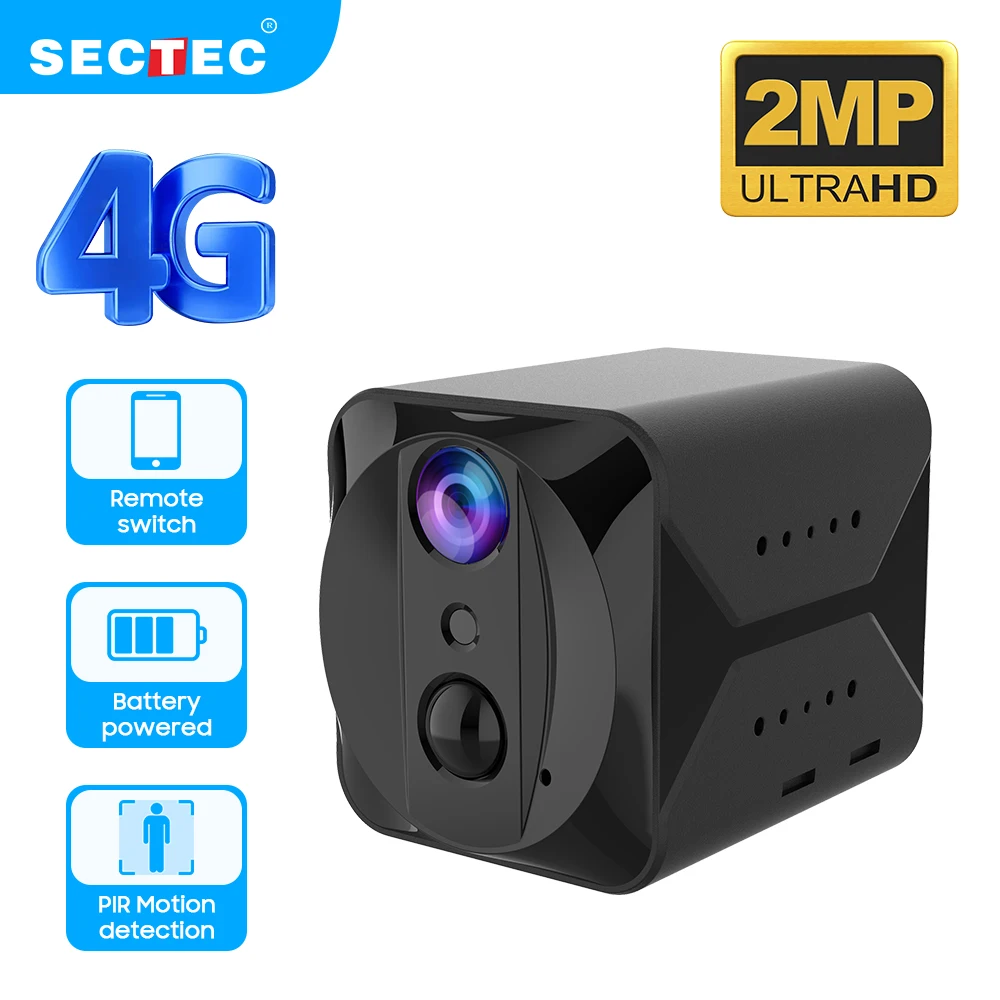 SECTEC 4G Battery Mini Camera 1080P IP Camera 3000mAh Battery Portable ...