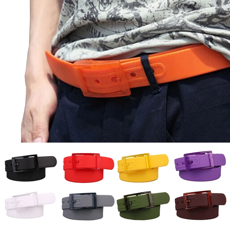 New-Belts-For-Men-Women-Plain-Candy-Colors-Silicone-Rubber-Leather-Wavy ...