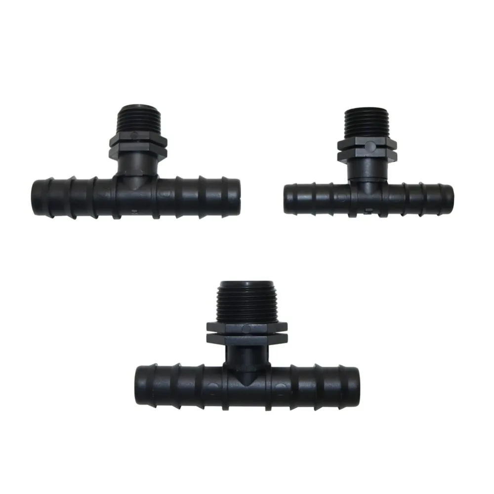 2-Pcs-DN16-DN20-Male-Tee-Connectors-Drip-Irrigation-Water-Pipe-garden ...