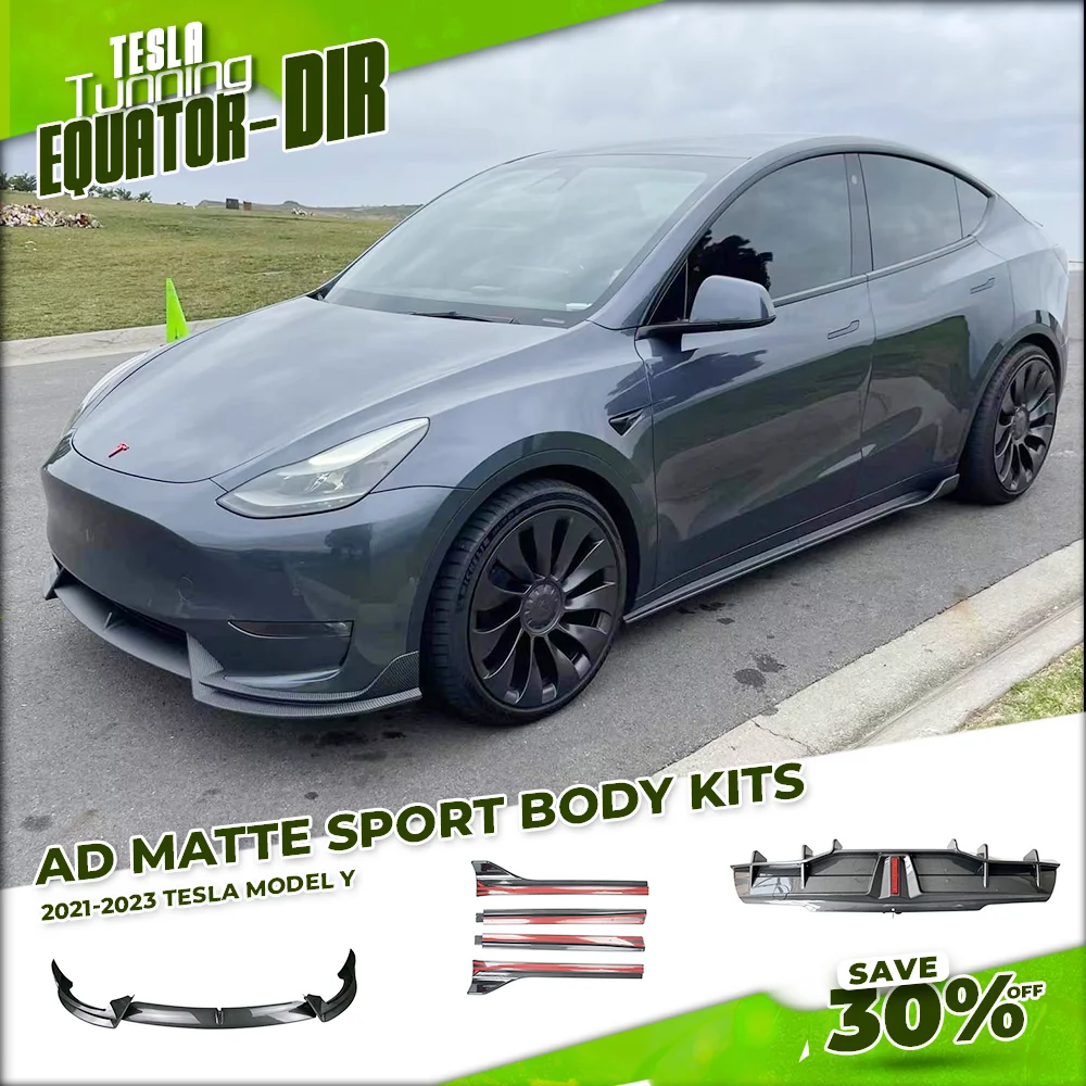 For-Model-Y-2020-2023-Tesla-Body-Kit-AD-Rear-Diffuser-Side-Spillter ...