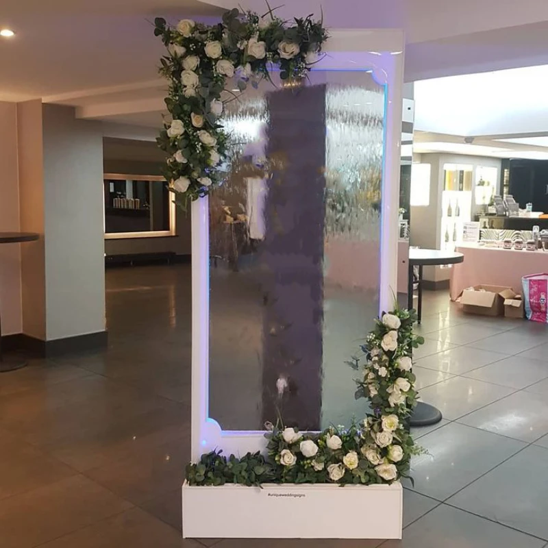 Control-led-light-custom-waterfalls-wedding-backdrop-welcome-sign-with ...