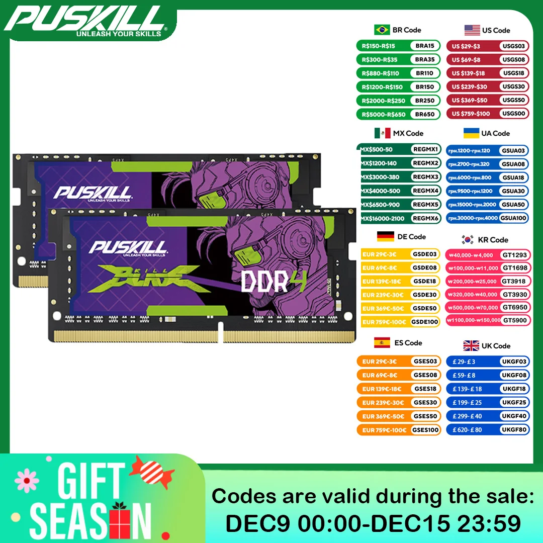 2-uds-PUSKILL-Memoria-Ram-DDR4-16GB-8GB-4GB-3200MHz-2666MHz-2400MHz ...