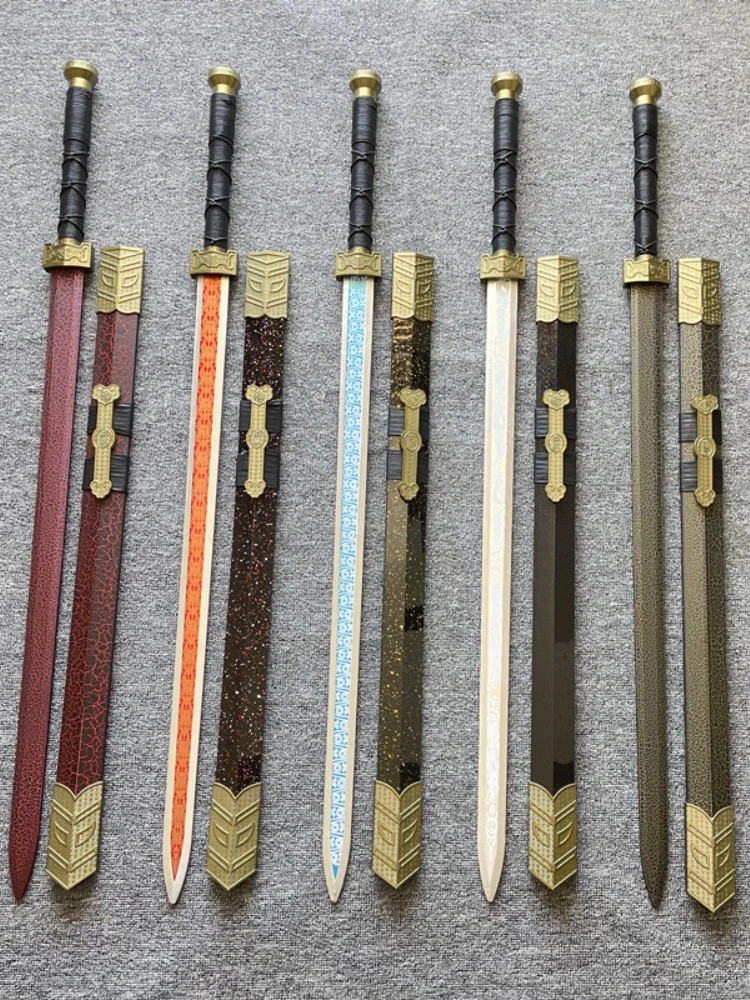 Chinese Style Bamboo Wooden Han Swords Samurai Blade Tang Horizontal ...