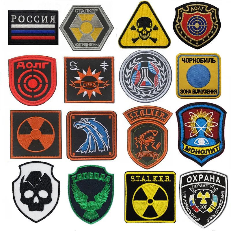 STALKER-Russian-Flag-Embroidered-Patches-Army-Military-Skull-Patches ...