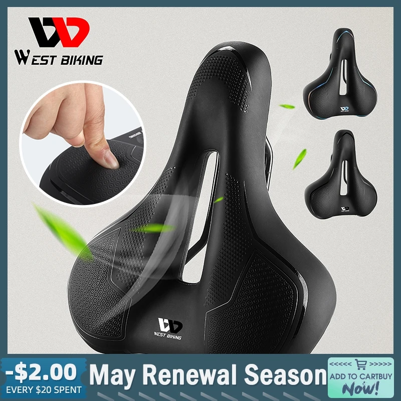 West Biking Soft Comfortable Bicycle Saddle Cycling Mtb Saddle Hollow ...