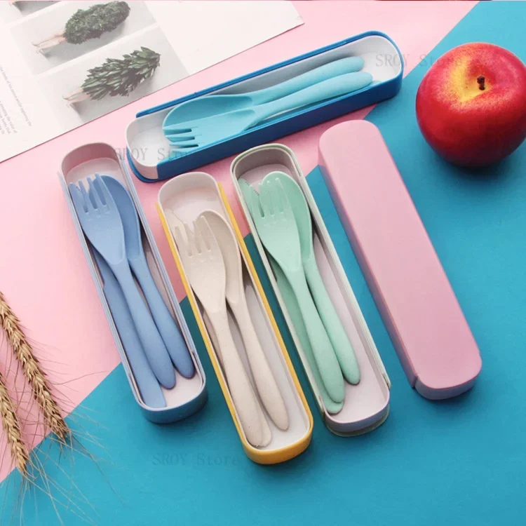3Pcs-Portable-Tableware-Knife-Fork-Spoon-Set-Student-Cutlery-Set ...