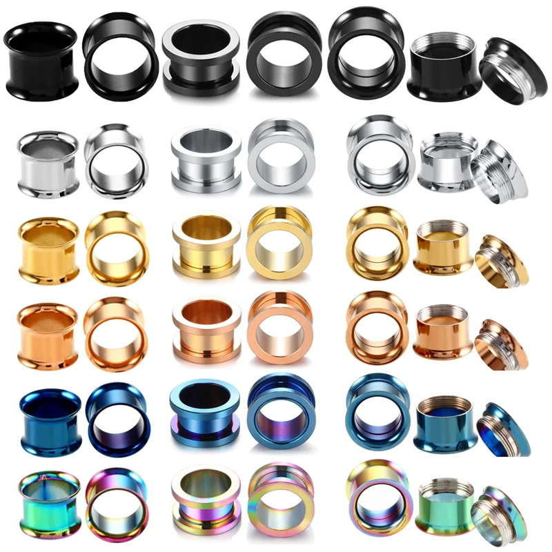1Pair 316L Stainless Steel Ear Gauges Ear Plugs and Tunnels Ear ...
