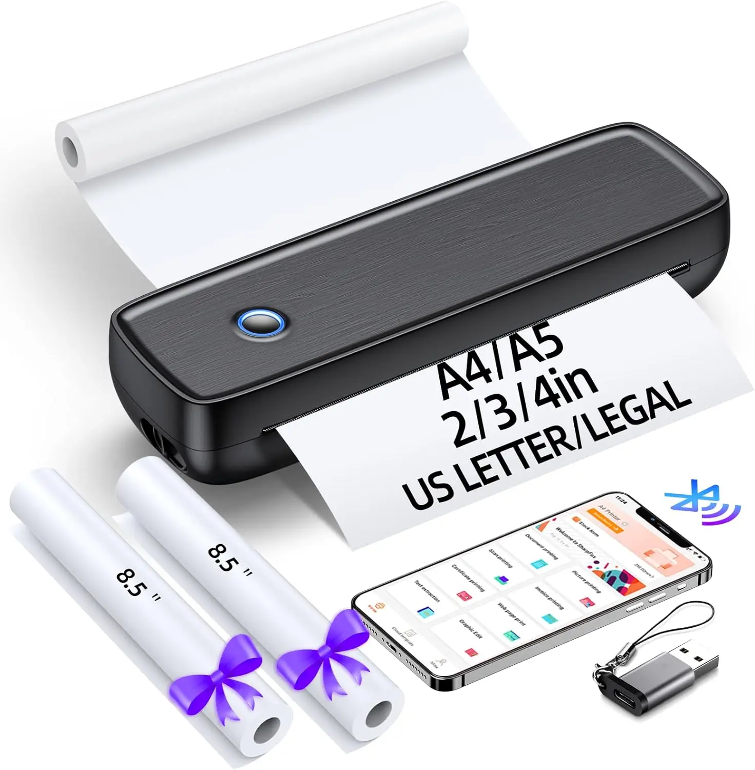 Portable-Printer-Wireless-A80-Bluetooth-Thermal-Printer-Support-A4-A5 ...