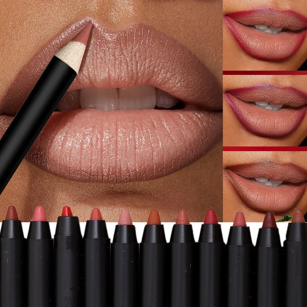 Nude Brown Lip Liner Pencil Moisturizing Matte Lipstick Pen Waterproof ...