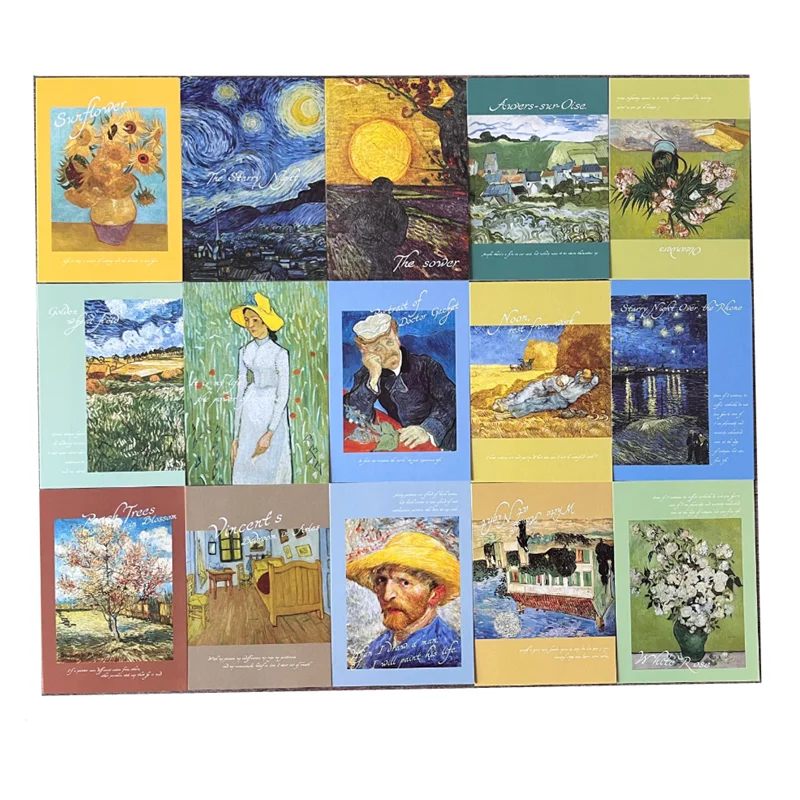 15 Sheets/Set Art Museum Series Postal Card Famous Artists Deocration ...