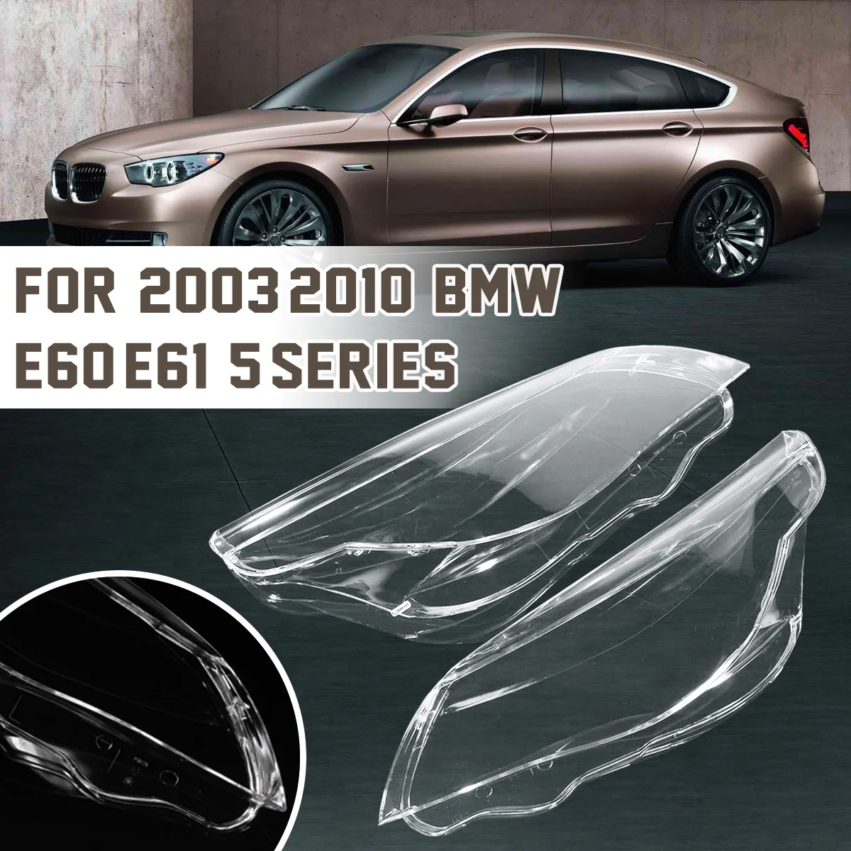 Car-Headlight-Lens-Shell-Glass-Lampcover-Cover-Lampshade-For-BMW-E60 ...