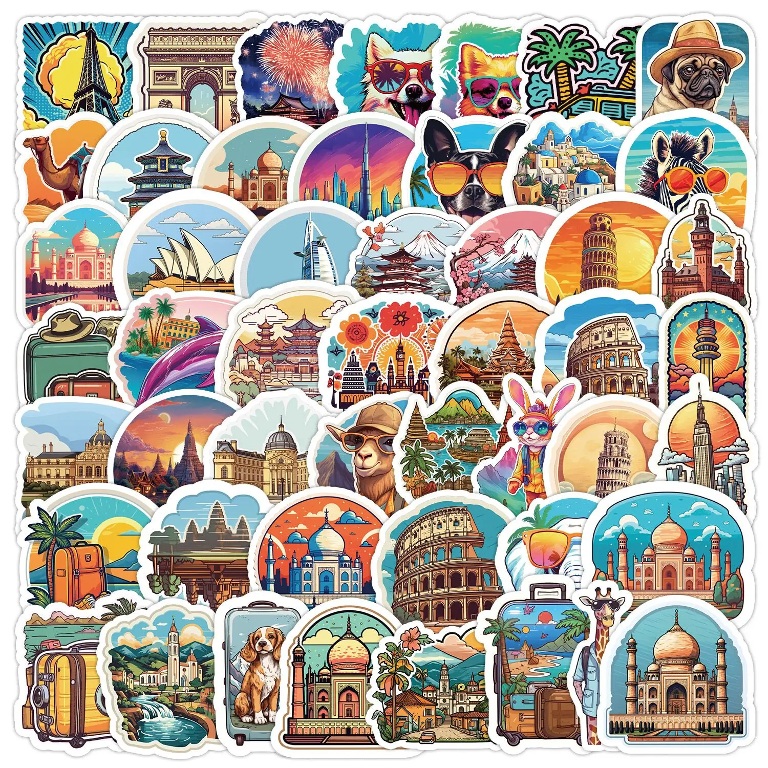 50-100PCS-Mix-World-Famous-Buildings-Travel-City-Stickers-Landmark ...