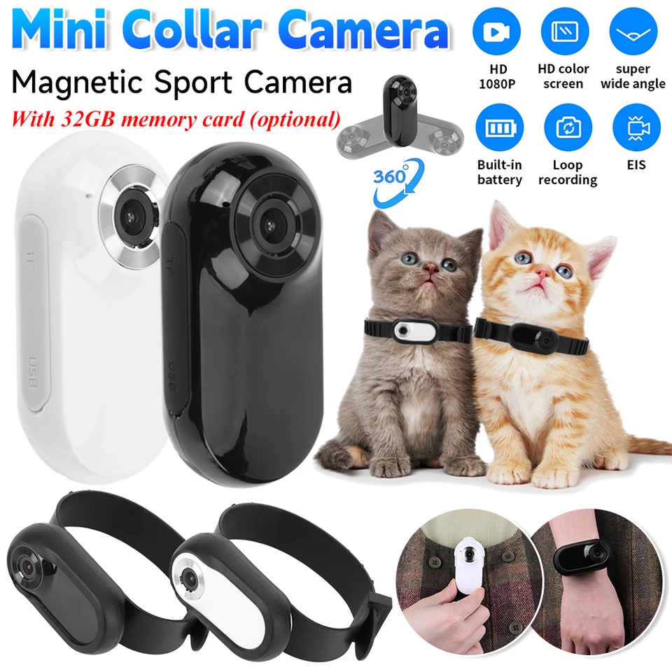 Micro SD Pet Camera Collar Cat Collar Camera – No WiFi Needed, Records ...