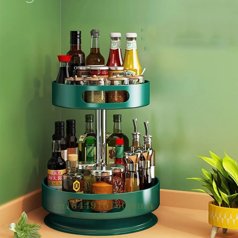 360-Rotation-Spice-Rack-Organizer-Non-Skid-Carbon-Steel-Storage-Tray ...