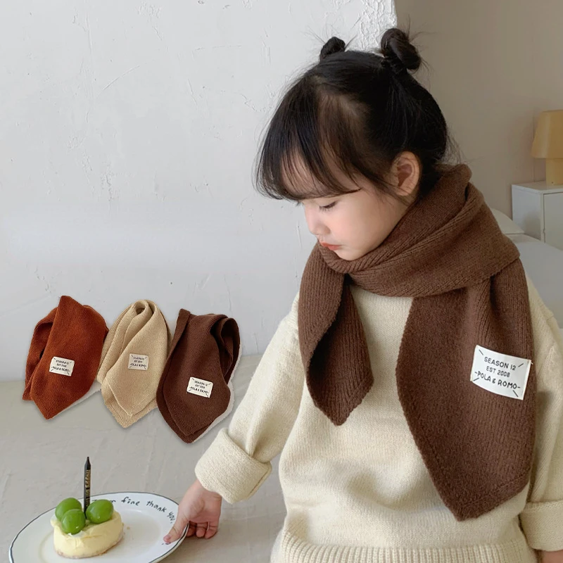 Bufanda de lana de estilo coreano para niños y niñas, Baberos cálidos a ...
