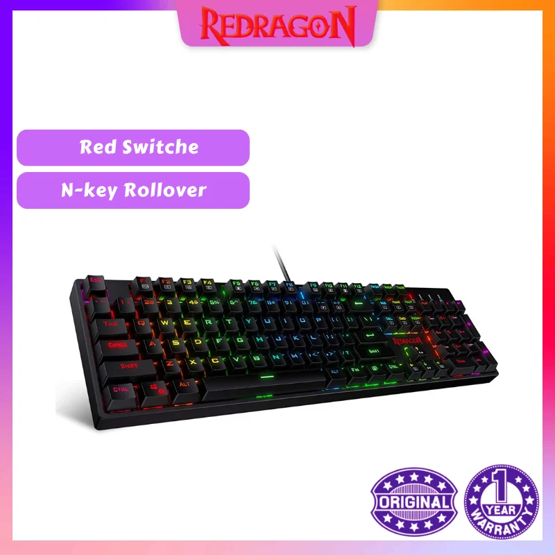 Redragon K582 Surara Rgb Led Backlit Mechanical Gaming Keyboard With104 ...