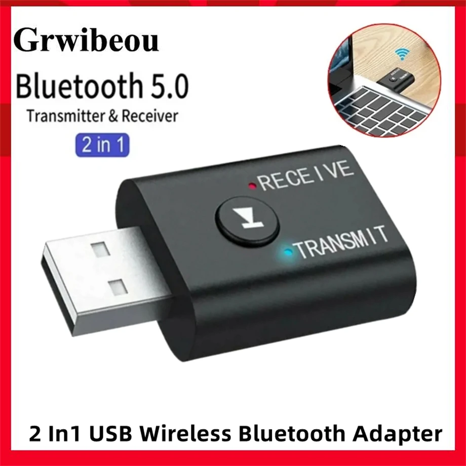 Bluetooth 5.0 Audio Transmitter Receiver 3.5mm AUX Jack RCA USB Dongle ...