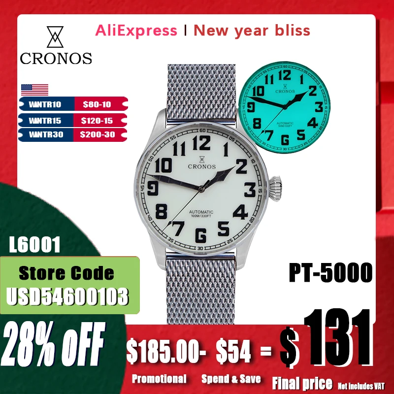 Cronos-Pilot-Flieger-Mechanical-Watch-For-Men-Stainless-Steel-Blue ...