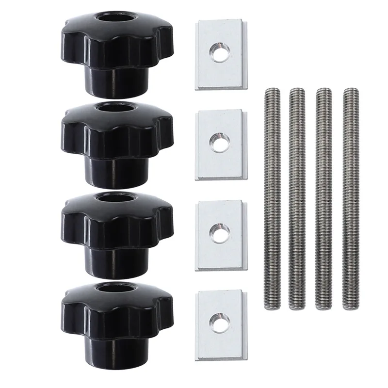 4pc/Set Handle T-slot Slider Miter T-track Jig Screw Fixture For Table ...