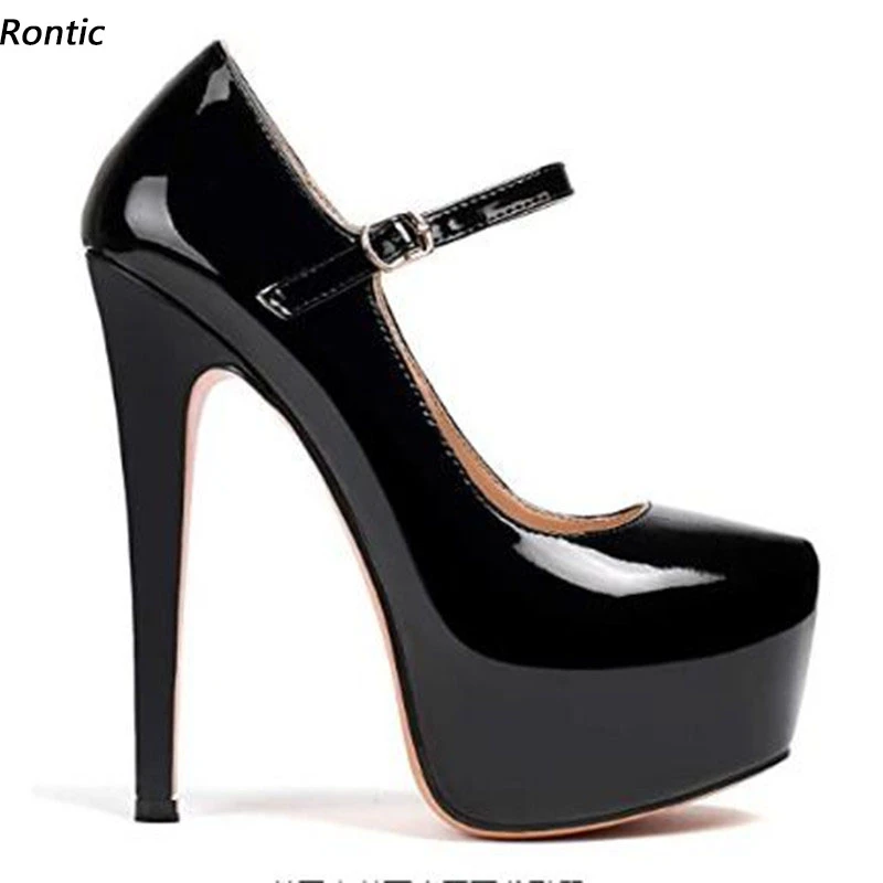 Rontic Handmade Women Platform Pumps Patent Leather Sexy Stiletto Heels ...