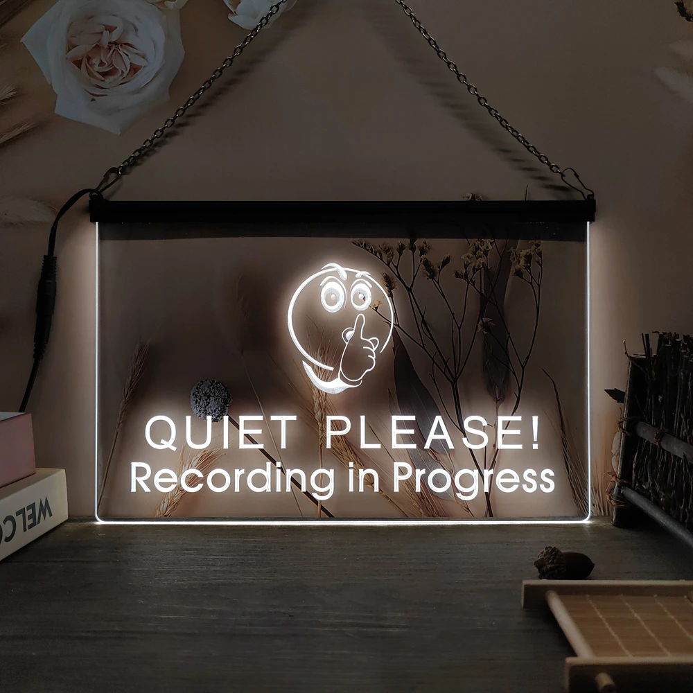 Quiet-Please-Recording-In-Progress-LED-Neon-Sign-3D-Carving-Wall-Art ...