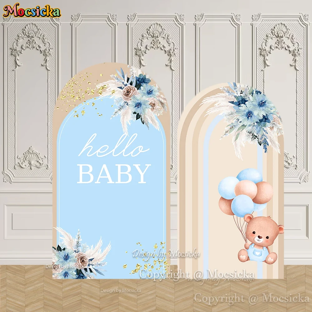Mocsicka Hello Baby Boy 1st Birthday Chiara Arch Party Backdrop Bear ...