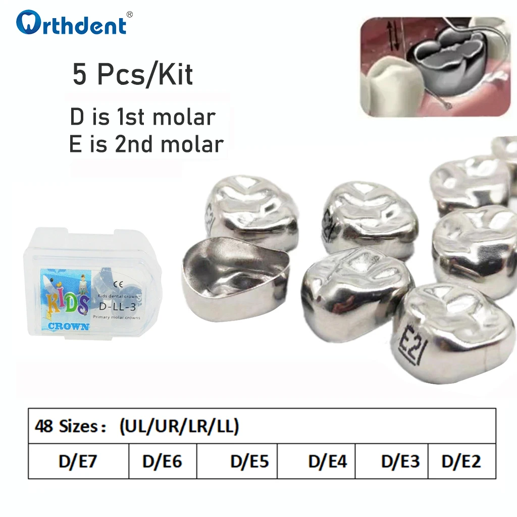 5-Pcs-Kit-Dental-Teeth-Crown-Kids-Preformed-Primary-Molar-Stainless ...