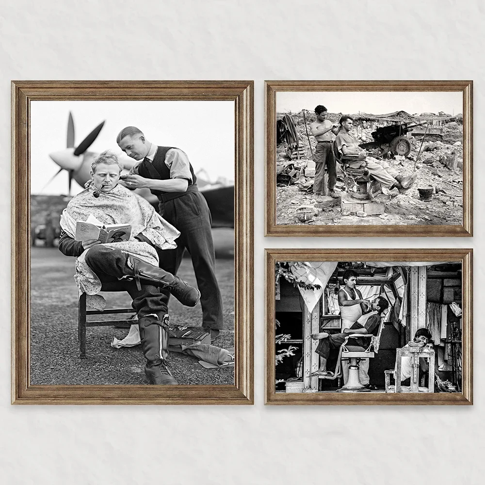 Retro-Antique-Photo-Hair-Salon-Barber-Shop-Black-And-White-Man-Poster ...