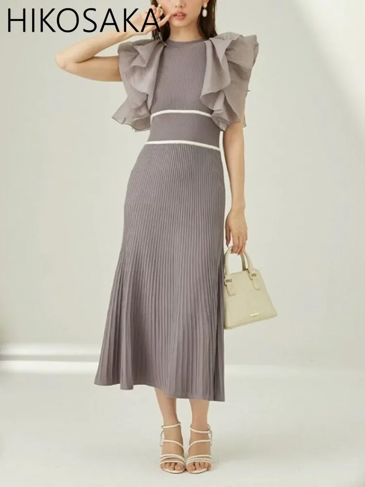 Japan-Style-Sweet-Ruffles-Sleeve-Knitted-Fishtail-Dress-Women-O-neck ...