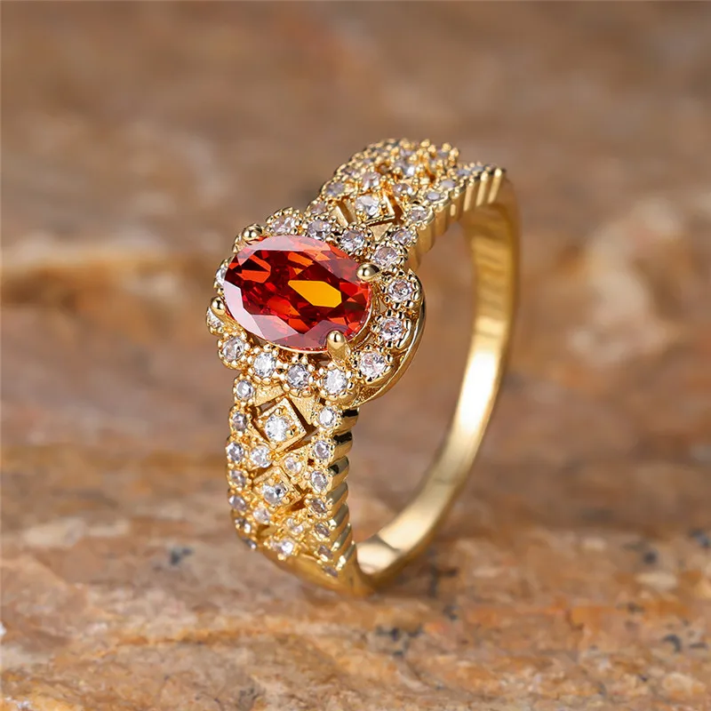 Red-Crystal-Oval-Stone-Ring-White-Zircon-Engagement-Band-Luxury-Yellow ...
