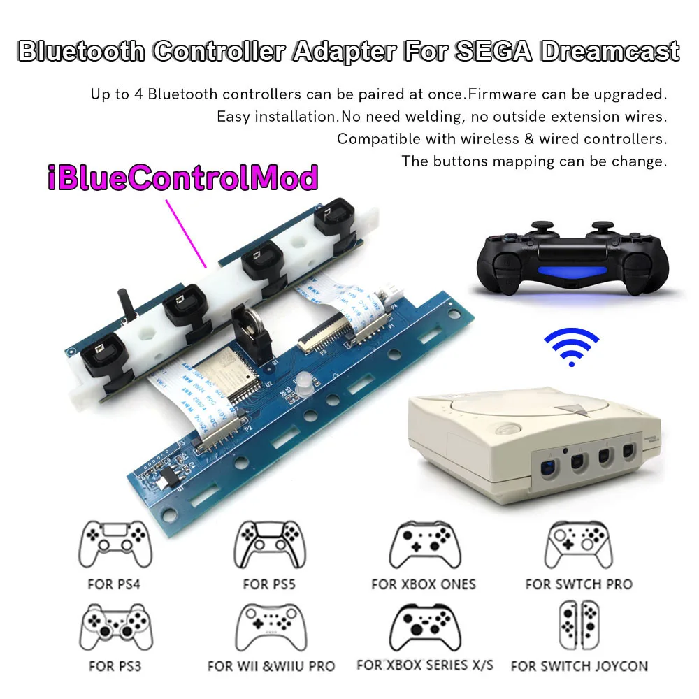 iBlueControlMod-SEGA-DC-Bluetooth-Wireless-Controller-Internal-Adapter ...