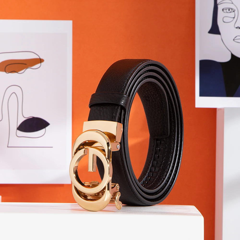 BAODUN cinturón clásico de cuero para mujer, tela roja de estilo ...