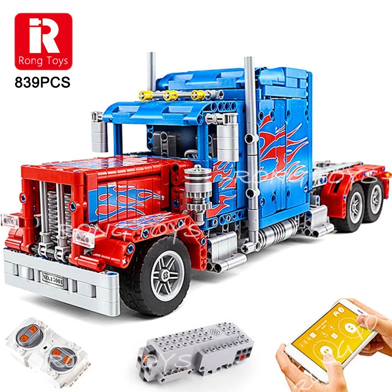 High Tech Classic Blue Trucks Building Blocks Monster Jam Car Optimus ...